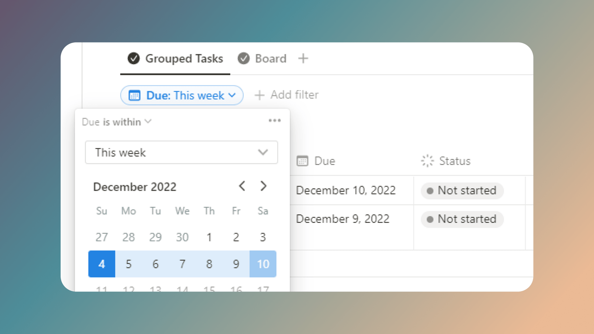 Notion Filter 'This Week': Simple tutorial